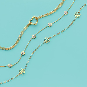 Ross-Simons 0.25 ct. t.w. Pave Diamond Station Anklet in 14kt Gold