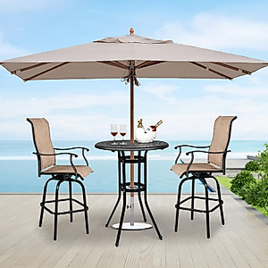 VINGLI Outdoor Bar Table, Cast Aluminum Bar Height Patio Table with Umbrella Hole Patio Dining Table, Tall Outdoor Table Bistro Table Outdoor Furniture Garden Table 32" Dia x 41 H (Black)