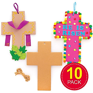 Baker Ross AT569 Cross Craft Blanks - Pack of 10, Ideal for Kids to Decorate, Arts and Crafts, Educational Toys, Gifts, Keepsakes