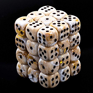 DND Dice Set-Chessex D&D Dice-12mm Marble Ivory and Black Plastic Polyhedral Dice Set-Dungeons and Dragons Dice Includes 36 Dice – D6, Various (CHX27802)