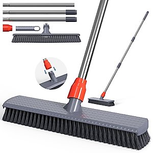 Push Broom, Tub Floor Tile Broom Brush, Lightweight Design for Cleaning Bathroom, Patio, Kitchen, Indoor Outdoor Cleaning Brush