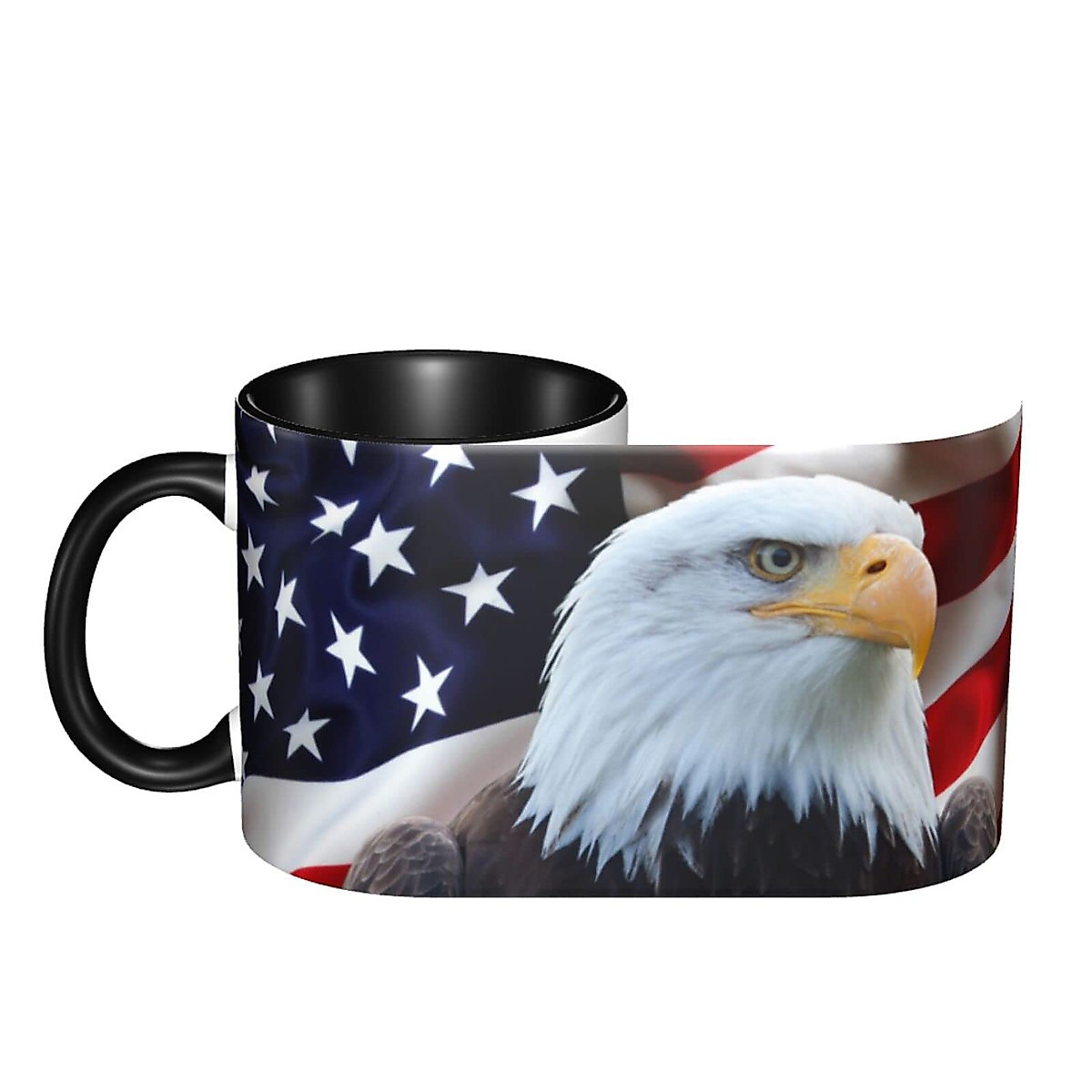 Yamegoun Eagle USA Flag Funny Coffee Mug 11oz - Ceramic Novelty Tea Cup Gifts for Office and Home Kitchen Microwave Safe