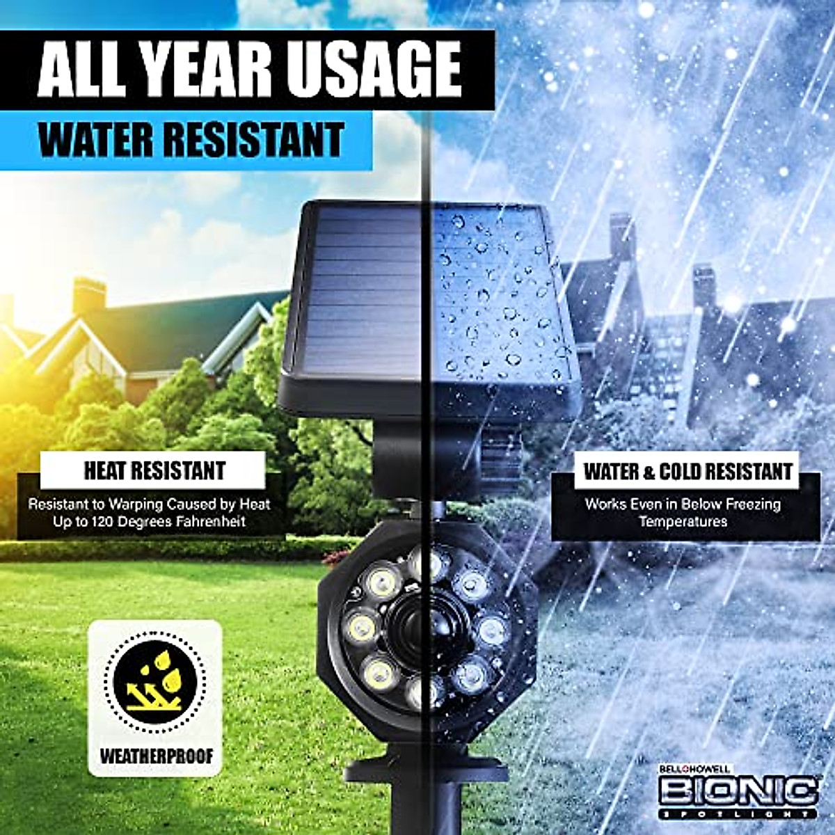 Bell+Howell Bionic Spotlight Original LED Solar Outdoor Lights with Motion Sensor Super Bright Outdoor Solar Lights Waterproof Landscape Lighting for Yard, Garden Outdoor Lighting As Seen On TV