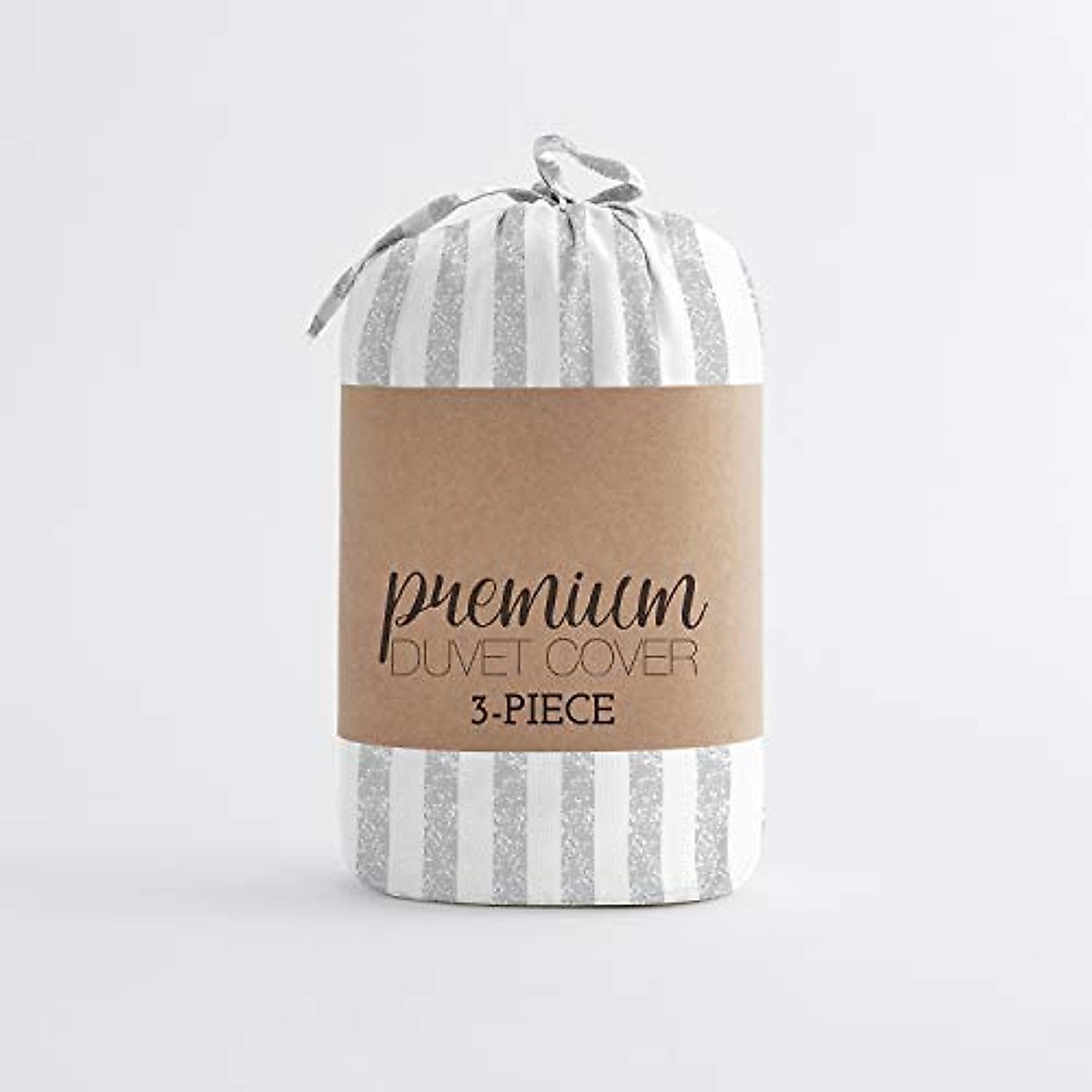 Linen Market Duvet Cover Set, Rugged Stripes Light Gray, King/California King