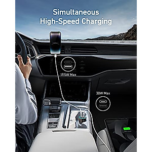 Anker USB C Car Charger, 49.5W PowerDrive Speed+ 2 Adapter with One 30W PD Port for iPhone 14 13 12 11 Pro Max mini X XS, S10/S9, MacBook Air, iPad Pro,and One 19.5W Fast Charge Port for S8 and More