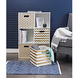 DII Collapsible Hard Sided Bin, Waves, Gold, Large