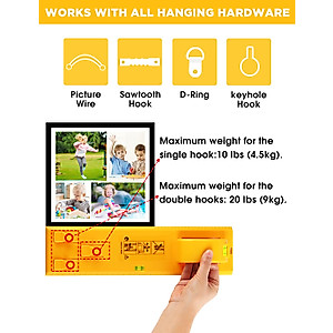 Stalishare Goodsnova Picture Hanging Tool with Level and Position Nail, Instaframe Kit Quick Hang and Level, Easy Picture Hanger Helper for Wall Frame/ Art/ Painting/ Photo/ Poster (Plastic, Yellow)