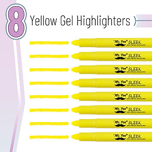 Mr. Pen- No Bleed Gel Highlighter, Bible Highlighters, Yellow, Pack of 8, Gel Highlighters