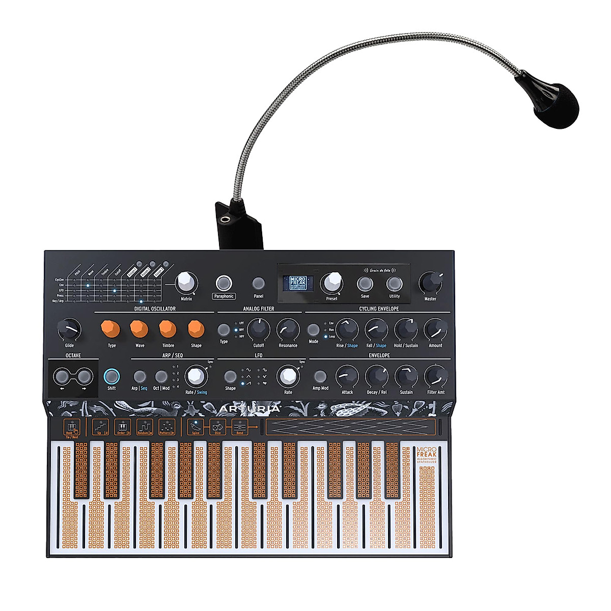 Digital DJ Gear Arturia MicroFreak Hybrid Analog/Digital Synthesizer with Gooseneck Mic
