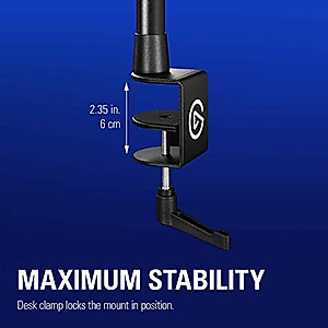 Elgato Master Mount L - Premium Desk Clamp with Pole extendable up to 125cm/49in and 1/4 inch Thread to Mount Lights, Cameras, and Microphones, perfect for Streaming, Videoconferencing, and Studios