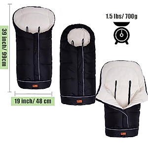KZ Dotnz Winter Warm Stroller Footmuff, Waterproof Baby Stroller Bunting Bag, Centre and Botton Open for Easy in&Out, Universal Fit All Strollers, Pram