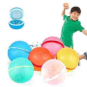 Reusable Water Balloons 6 Pcs Silicone Refillable Happy Water Balloon | Resealable Bombs Splash Swimming Pool Toys | Outdoor Party Water Ballon For Kids & Adult(Medium, 6, Count)