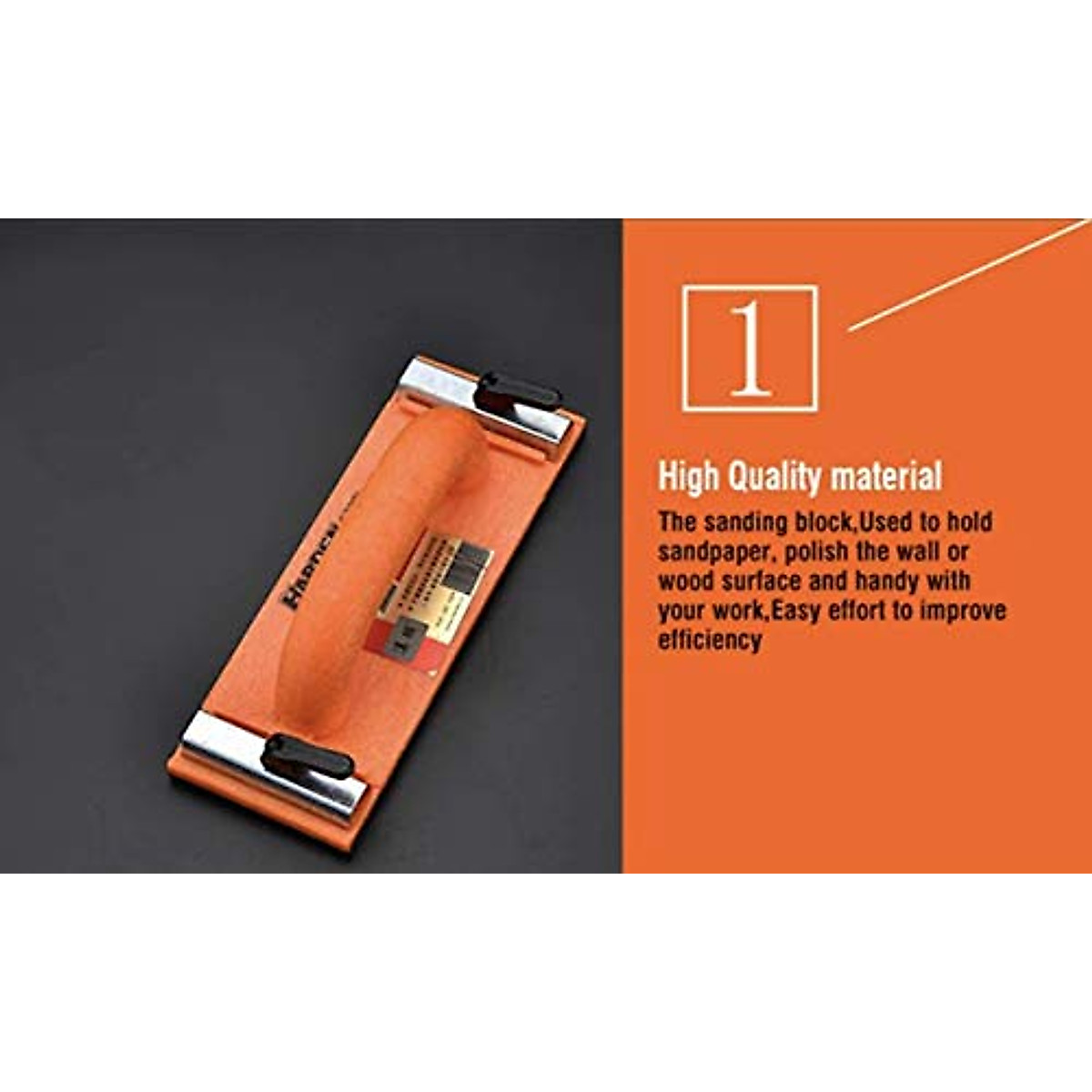 Edward Tools Hand Sander with Sandpaper Clamp - For Drywall, Wood, Floor - 9 1/4” by 3 1/4” - Ergo Contour Handle - For Use with standard 11 1/4” sandpaper