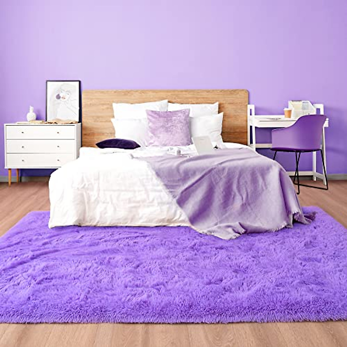 Noahas Fluffy Purple Rug for Living Room 8x10 Area Rugs,Thick Plush Shag Rug,Large Living Room Rugs,Big Fuzzy Carpet,Shaggy Rugs for Bedroom,Soft Comfy Kids Rugs Nursery Rug Living Room Decor