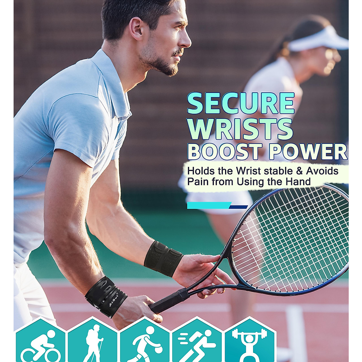 HiRui Wrist Brace Wrist Wrap for TFCC Tears, Ultra-thin Compression Wrist Strap Wrist Support for Workout Basketball Tennis Weightlifting Tendonitis Carpal Tunnel Syndrome-Adjustable (Black, 1 Pack)