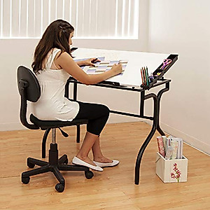 Studio Designs Folding Modern Top Adjustable Drafting Table Craft Table Drawing Desk Hobby Table Writing Desk Studio Desk, 35.25" W x 23.75" D, Black / White