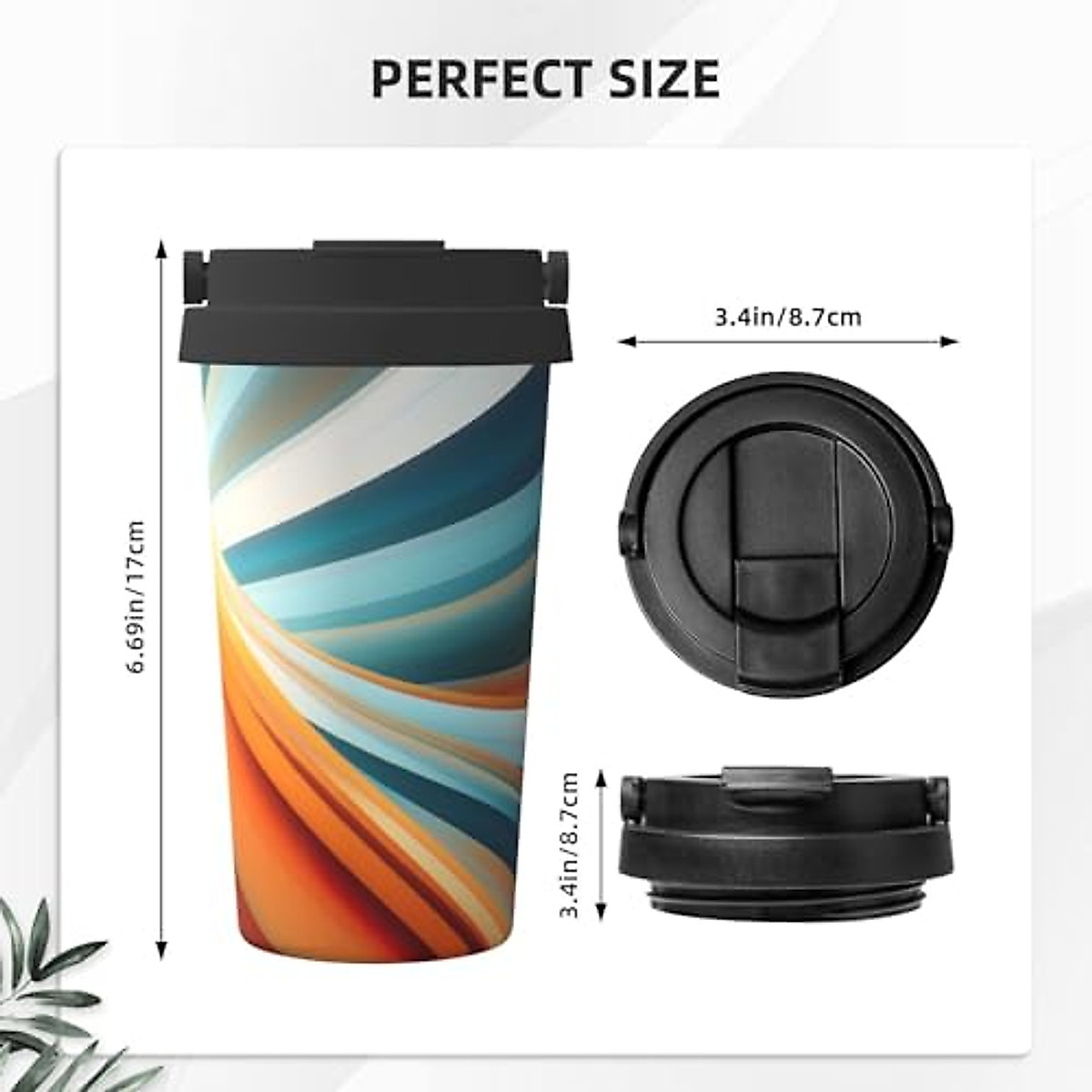 WANGXUEE Striped Print 500ml Stainless Steel Travel Tumbler Double Wall Vacuum Insulated Coffee Mug