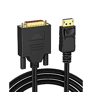 CableCreation DisplayPort to DVI Cable 6FT, Unidirectional DP to DVI Cable 1080P@60Hz Full HD, Gold-Plated DVI to DisplayPort Adapter Male to Male Compatible with Laptop, Monitor, Projector and More