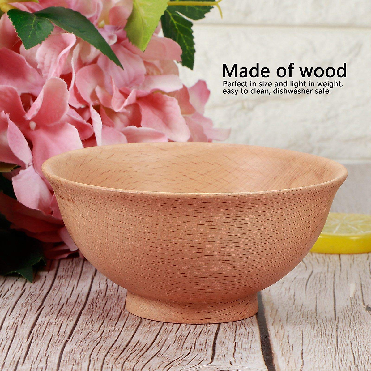 Qioniky Wooden Salad Bowl, Salad Bowls, Durable for Outdoor Camping Restaurant Kitchen(11.5 * 5.5 Beech Plum Blossom Reverse Bowl)