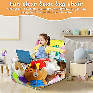 Clear Stuffed Animal Bean Bag Chair Cover for Kids, Waterproof Large Stuffable Beanbag Chair Cover, Creative PVC Plush Toys Storage, for Organizing Toddler & Children Rooms Soft Stuff Animal