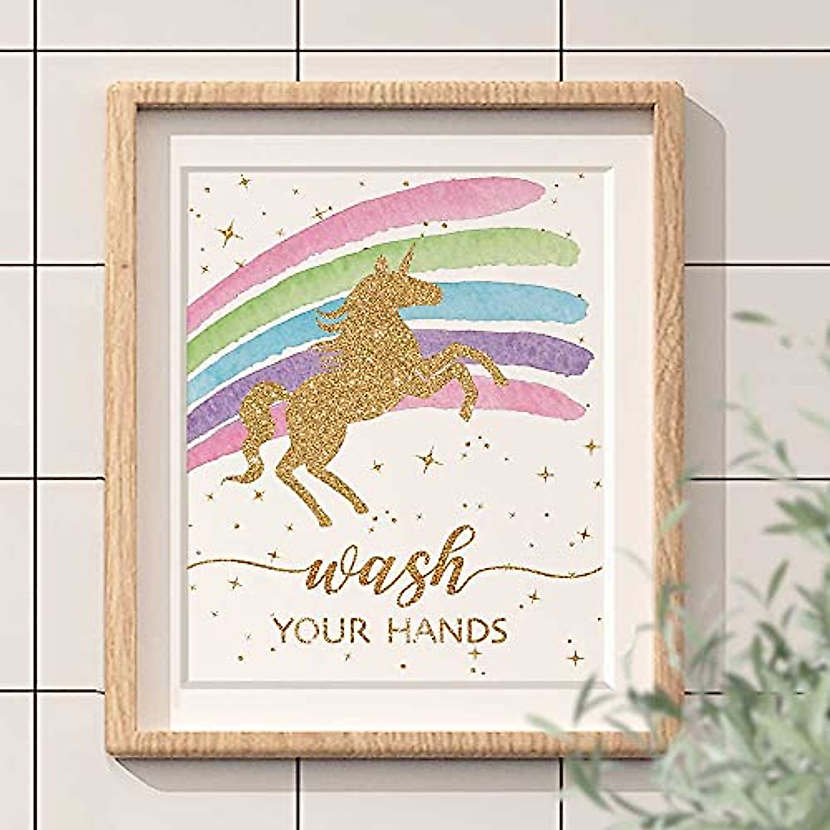 Unicorn Bathroom Decor, Funny Unicorn Themed Bathroom Inspirational Quotes Art Print Humorous Quotes Painting, Toilet Rules Art Picture for Kids Nursery Washroom Bathroom Decor, Set of 4 (8”X10”), Unframed