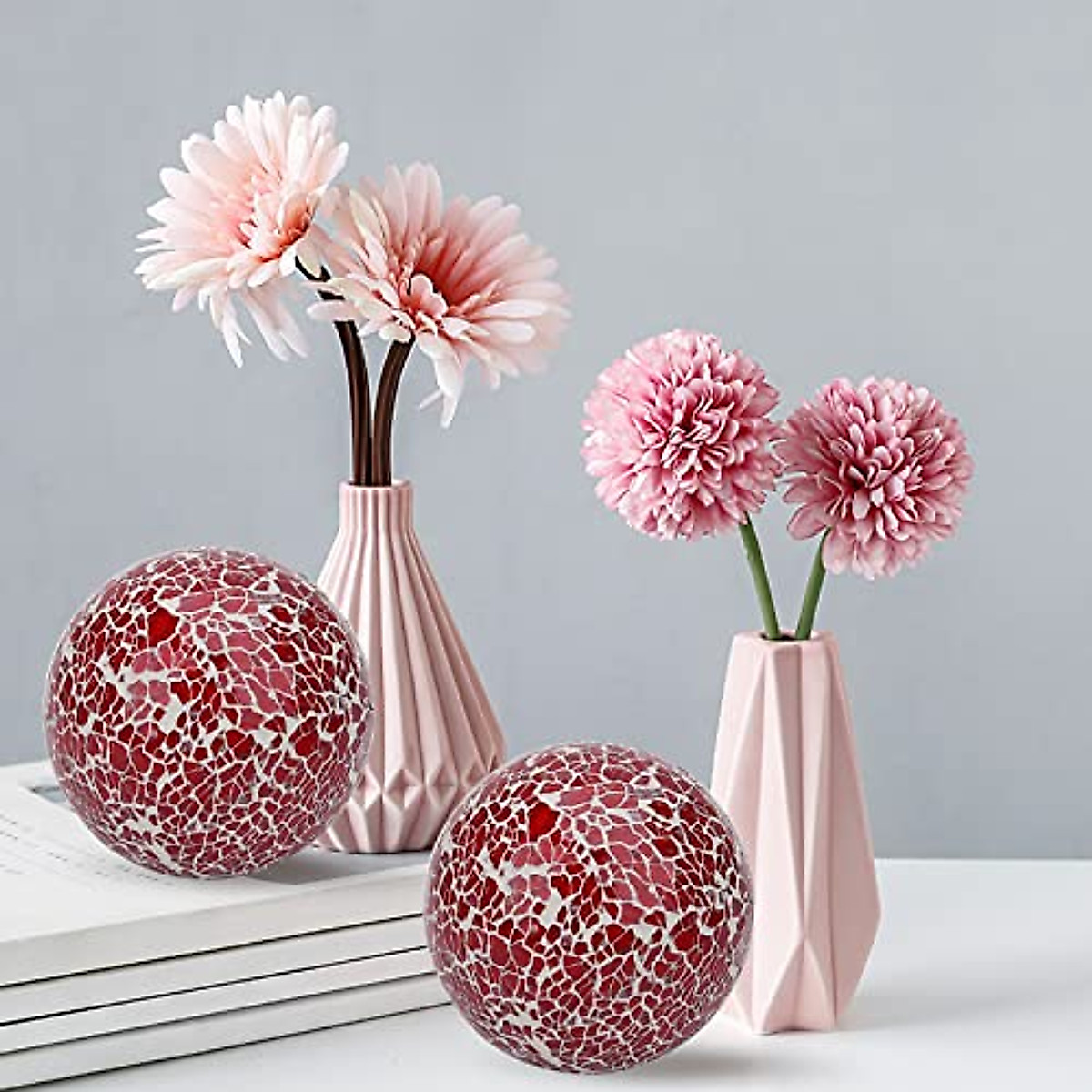 Tisovixo Decorative Balls, 3 Pack Glass Mosaic Sphere, 3" Balls Sphere Decor Table Centerpiece for Bowls Vases Dining Table Decor, Bowl Filler for House Decor