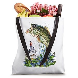 Fishing Graphic Large Mouth Bass Fish Tote Bag
