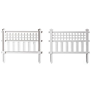 Gardenised Plastic Outdoor Decor Garden Flower Edger Fence, Border, Set of 4 Panels, White