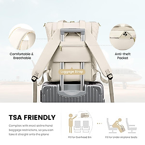 LOVEVOOK Laptop Backpack for Women 15.6 inch,Diamond Quilted Convertible Backpack Tote Laptop Computer Work Bag,Cute Womens Travel Backpack Purse College Teacher Carry on Back pack with USB Port,Beige