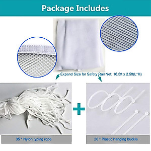 Child Safety Clear Banister Guard Net for Stairs, CuleedTec 16.5x2.5ft Protection Preathable Crib Mesh Liner Bumper for Baby, Cat Fence, Balcony Screen Cat Netting for Pets,SGS Passed