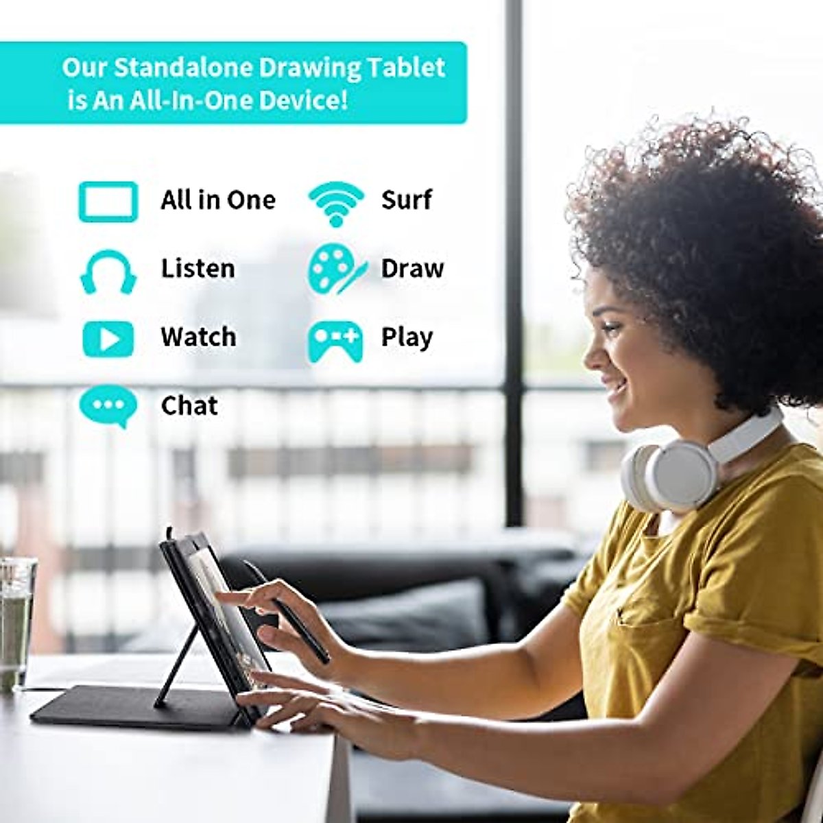 Frunsi Drawing Tablet, Standalone Drawing Tablets with Screen, No Computer Needed, Octa-core CPU, 10 inch FHD Display, Android 12, 4GB/64GB, SD Card Slot, Portable Drawing Tablets for Digital Artwork