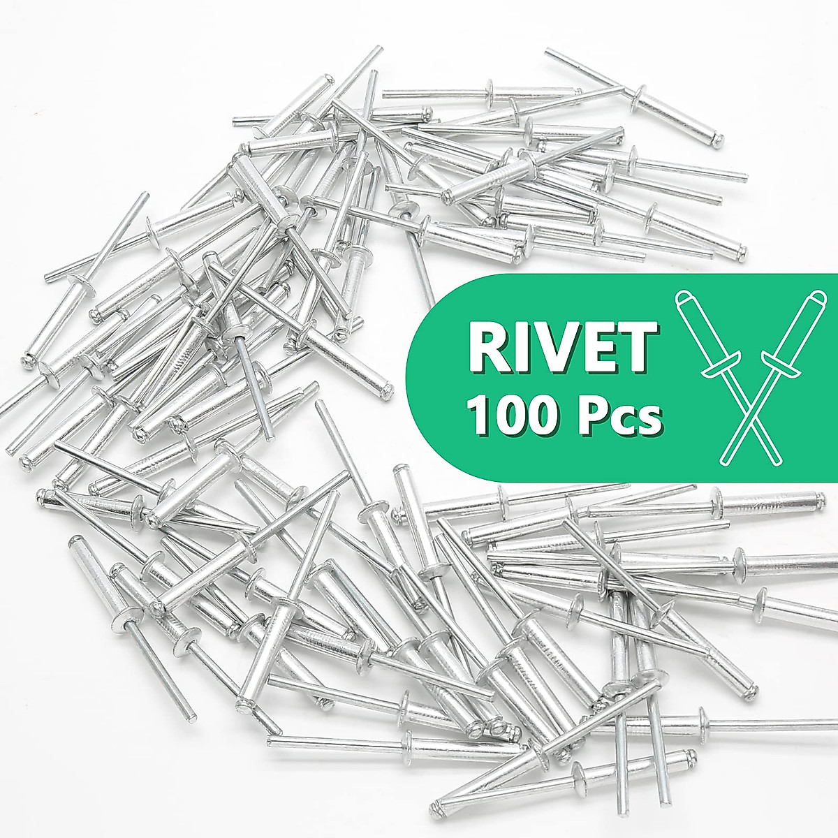 Qjaiune 100Pcs Aluminum Pop Rivets 3/16" x 1" (Diameter x Grip Length), Dome Head Blind Rivets for Sheet Metal Automotive Railway