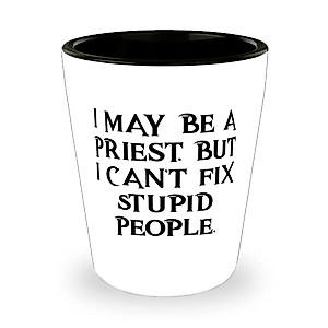 Funny Priest, I May Be a Priest, but I Can't Fix Stupid People, Best Shot Glass For Coworkers From Colleagues