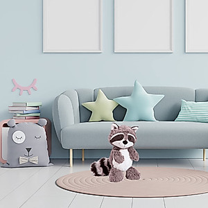 FOCUSNORM Racoon Plush Animal, 9.84 Inch Cute Raccoon Stuffed Animal Racoon Plush, Super Adorable Stuffed Racoon for Kids Adults Gifts (Grey)