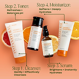 InstaNatural Hyaluronic Acid Serum for Face, Brightens, Hydrates, Reduces the Look of Fine Lines and Wrinkles, with Vitamin C, Jojoba Oil, and Aloe Vera, 2 Fl Oz