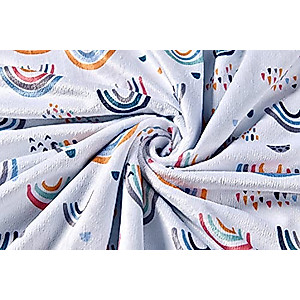 Baby Blanket Super Soft Minky Blanket Blue Rainbow Blanket with Dotted Backing for Newborns Nursery Stroller Receiving Toddlers Crib Bedding for Boy or Girl(30 x 40 Inch) (Rainbow)
