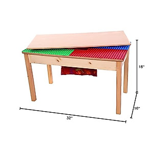 Fun Builder Table-Compatible with Lego® Brand Blocks with Built in Mesh Net 32"x16" Made in USA! Solid Wood Frame and Legs. Built to Last! Ages 5 and Older!