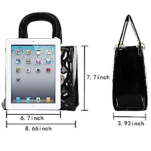 Qiayime Purses and Handbags for Women Fashion Ladies Shiny Patent PU Leather Top Handle Satchel Shoulder Totes Crossbody Bags (large black)