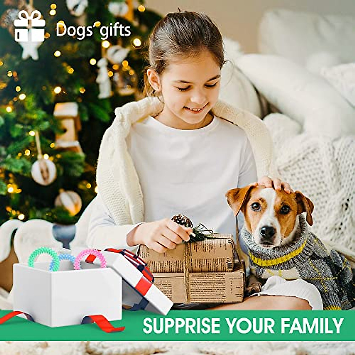 TIESOME Puppy Teething Toys with Cotton Ropes, 3 Pcs Rubber Small Dog Chew Toy Rings Aggressive Chew Toys for Dogs Oral Teeth Soothe Itching Puppy Chew Toys Interactive Pet Toys for Small/Medium Dogs