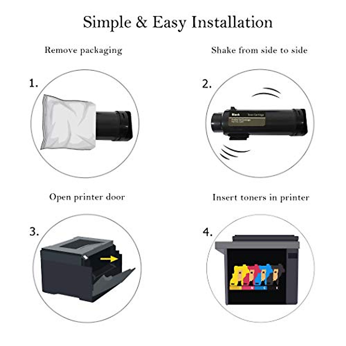 Cartlee 5 Compatible Toner Cartridges Replacement for Dell H825 Toner H625cdw S2825 MFP H625CDW S2825CDN H625 CDW H825cdw Smart Color Printer Ink (2 Black, 1 Cyan, 1 Magenta, 1 Yellow)