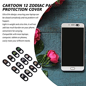 SOLUSTRE Laptop Camera Cover Slide PC Stickers 12pcs Cartoon Webcam Cover Webcam Cover Slider Webcam Slider Camera Cover for Laptop Tablet Phone Camera (Black) Computers Laptops Computer Camera