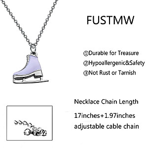 Skater Necklace Ice Skate Necklace White Enameled Figure Skating Pendant Team Sport Skater Jewelry Skate Lover Gift (silver)