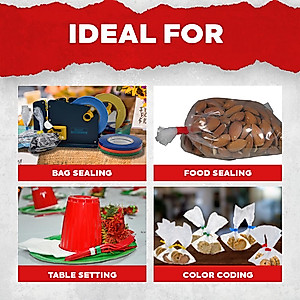 MAT Food Saver UPVC Tape Clear - 1/2 x 180 yds. Poly Bag Sealing Tape for Wrapping, Packaging, and Airtight Food Storage