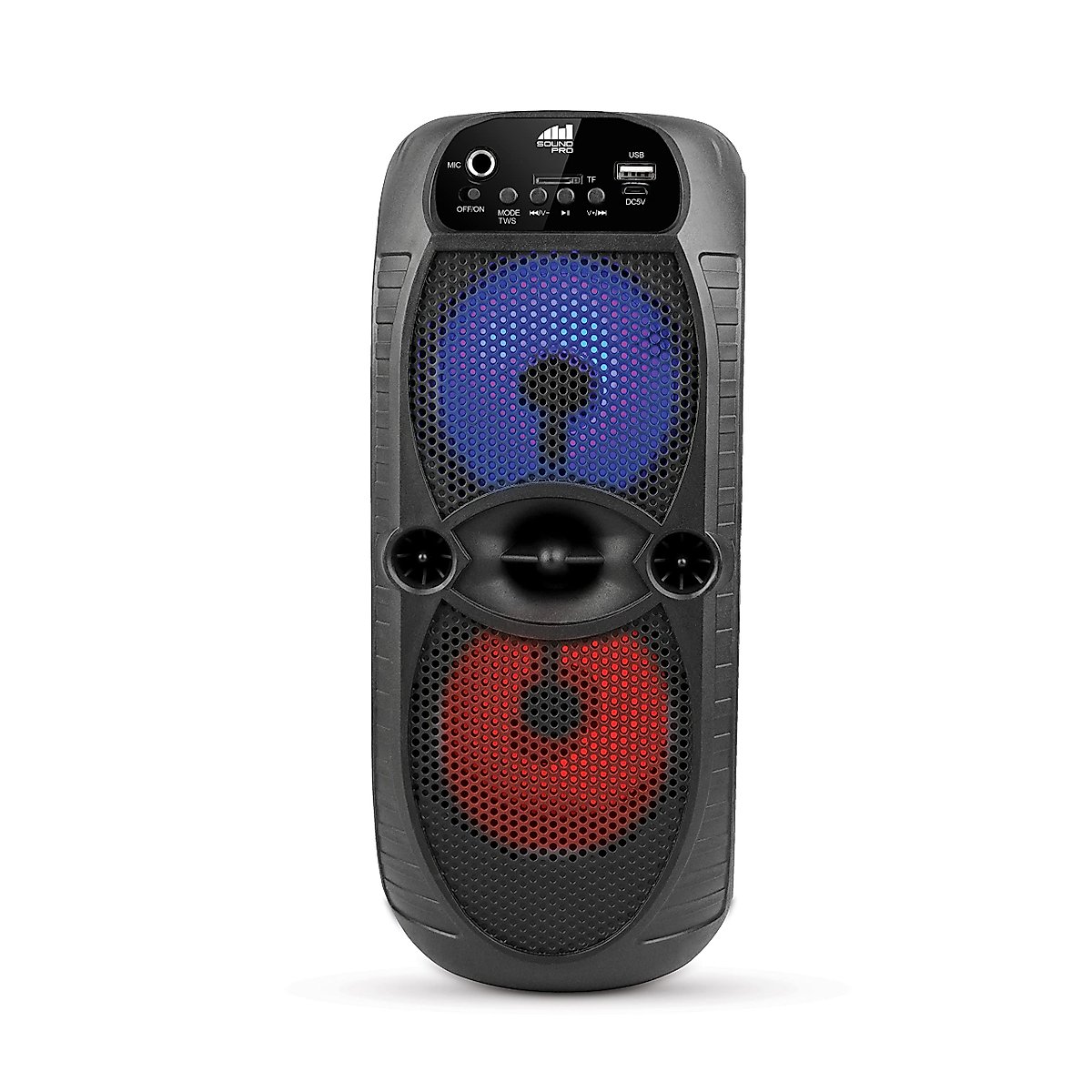 Naxa Electronics NDS-4503 Portable Dual 4″ Wireless Party Speaker with Disco Lights, Up to 2 Hours Play Time, FM Tuner, USB Port, MicroSD Card Slot, and 3.5mm Input, Black