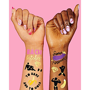 xo, Fetti Bachelorette Tattoos - 40 Glitter Styles | Bachelorette Party Decoration, Bridesmaid Favor, Bride to Be Gift + Bridal Shower Supplies