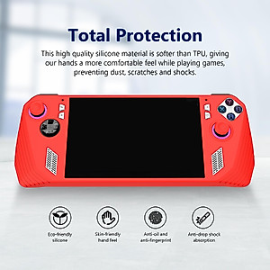Silicone Case Protective Sleeve for ROG Ally, Soft Cover Protector for Rog Ally Game Console Drop-Proof Case with Full Protection (Red)