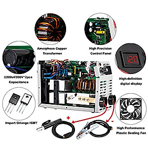 Stick Welder,110V/220V Dual Voltage 200Amp ARC Welding Machine IGBT Inverter Portable Lightweight DC Welder LCD Display for Beginner with Electrode Holder Clamps Welder