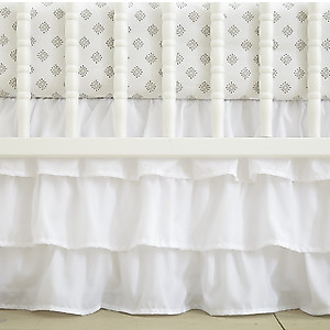 Levtex Baby - Willow Crib Bed Set - Baby Nursery Set - White - Soft Rosette Pintuck - 5 Piece Set Includes Quilt, Fitted Sheet, Diaper Stacker, Wall Decal & Crib Skirt/Dust Ruffle