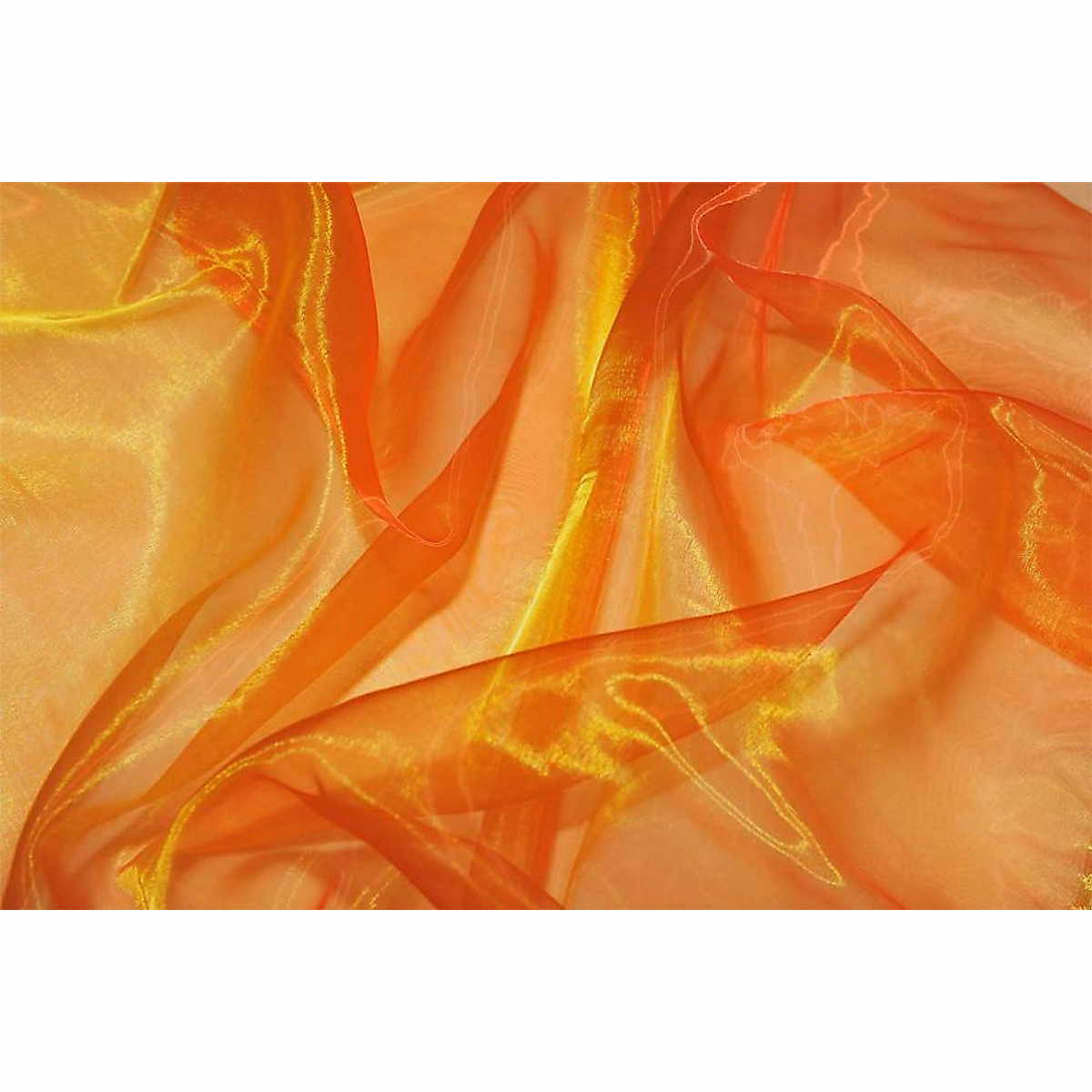 VDS Brunt Orange Organza Fabric, 5 Yards Continuous Long x 45” Wide, Iridescent Crystal Sheer Shiny Organza Tulle Wedding Fall Thanksgiving Christmas DIY Crafts Home Xmas Party Decorations