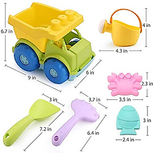 LotFancy Beach Sand Toy Set for Kids, Pack of 6, Snow Toys for Toddlers, Outdoor SandboxToy with Sand Truck, Watering Can, Shovel, Rake, Sand Crab, Fish Molds for Boy Girl on Christmas Day
